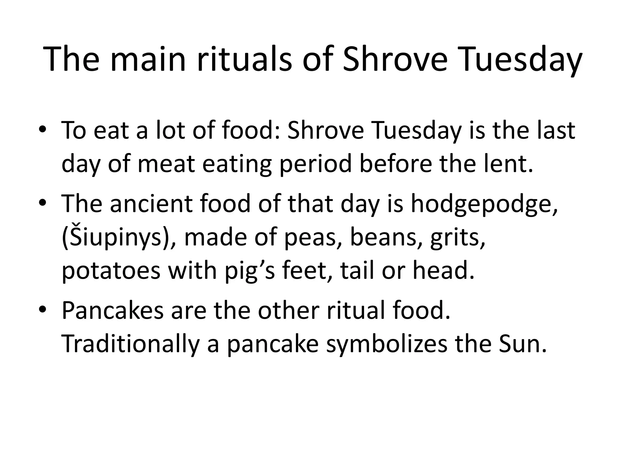 Shrove Tuesday: traditions and games | PPTX