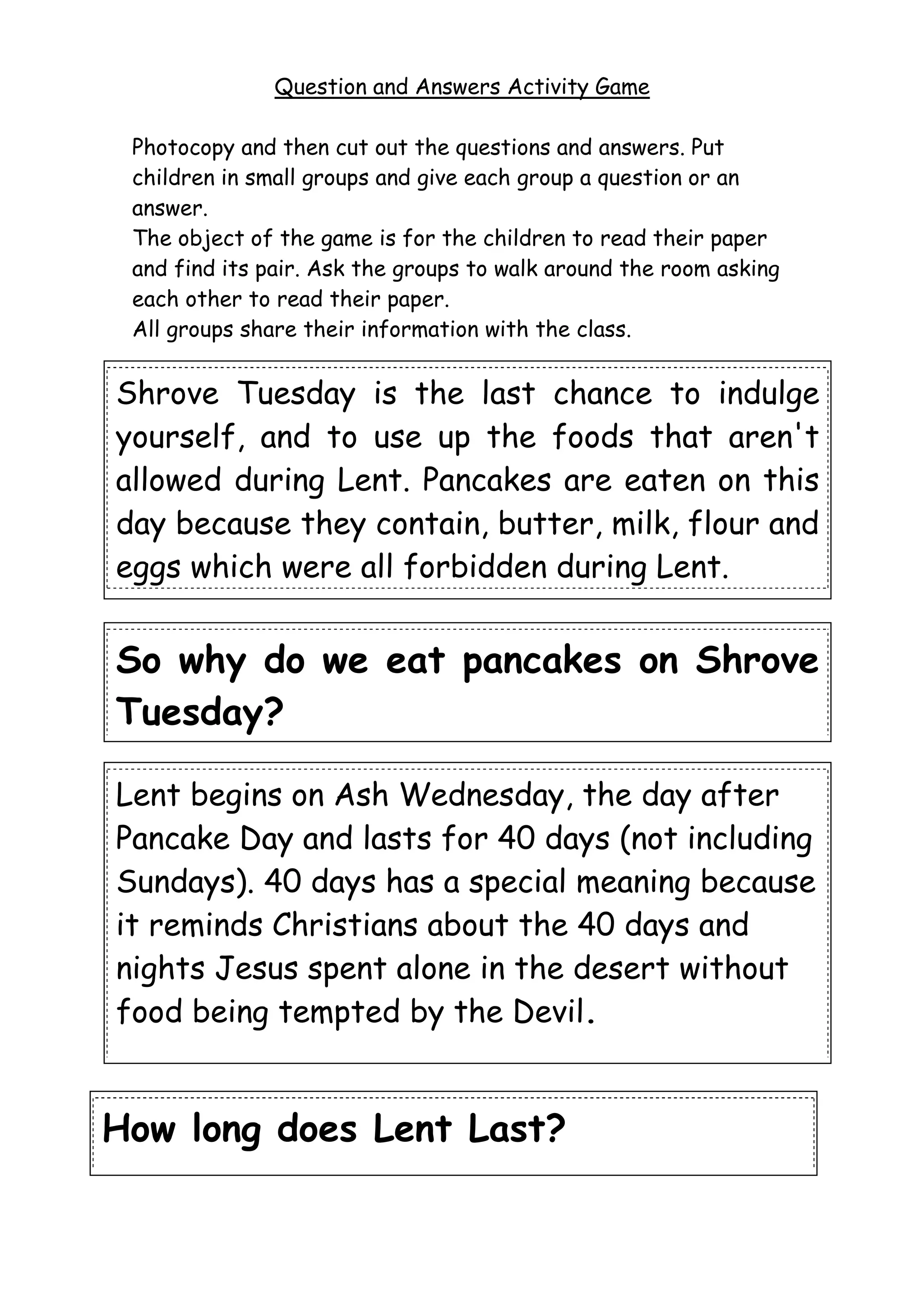 Pancake Day worksheet | PDF