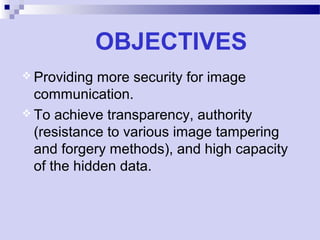 Image secret sharing using Shamir's scheme with Steganography | PPT