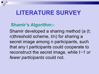 Image secret sharing using Shamir's scheme with Steganography | PPT