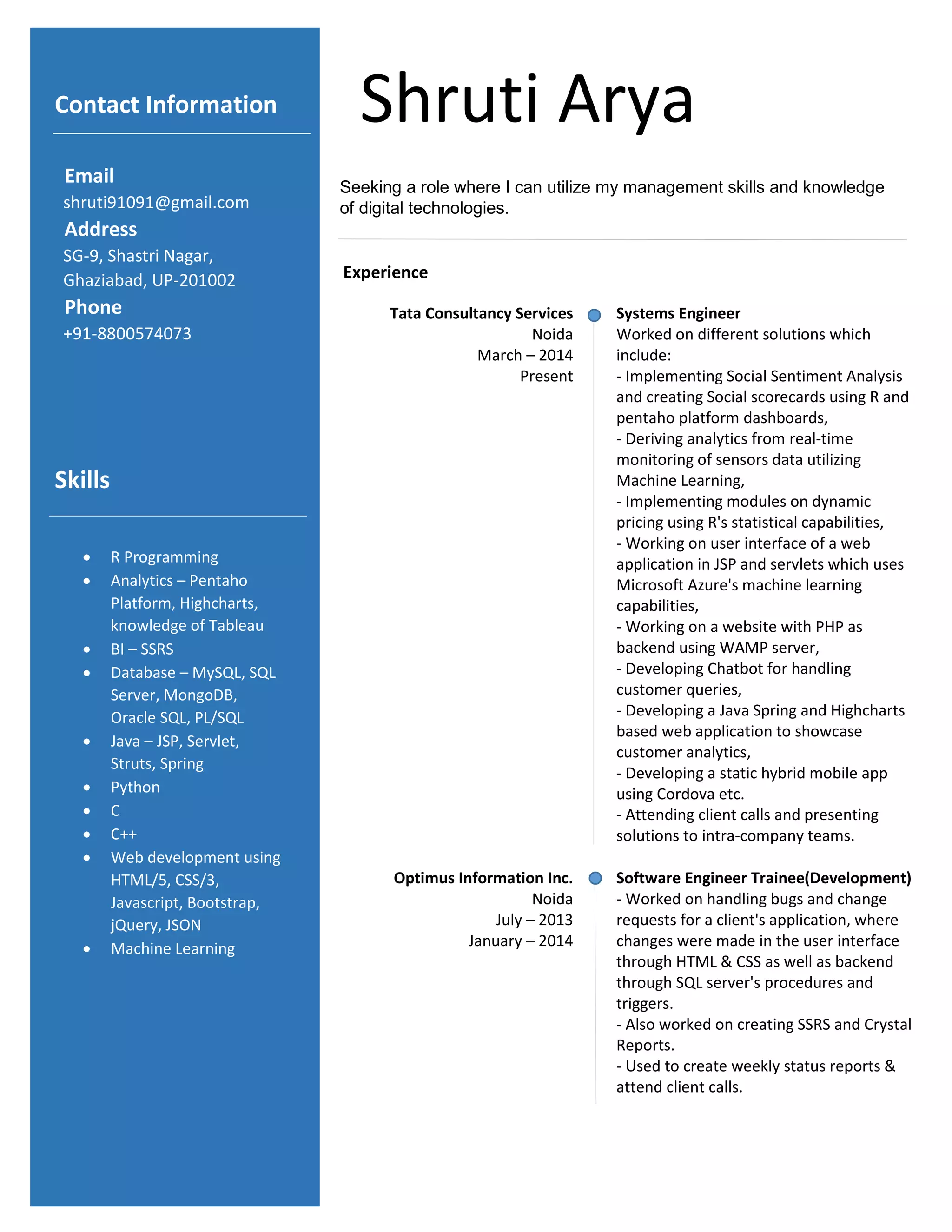 Shruti Arya CV | PDF