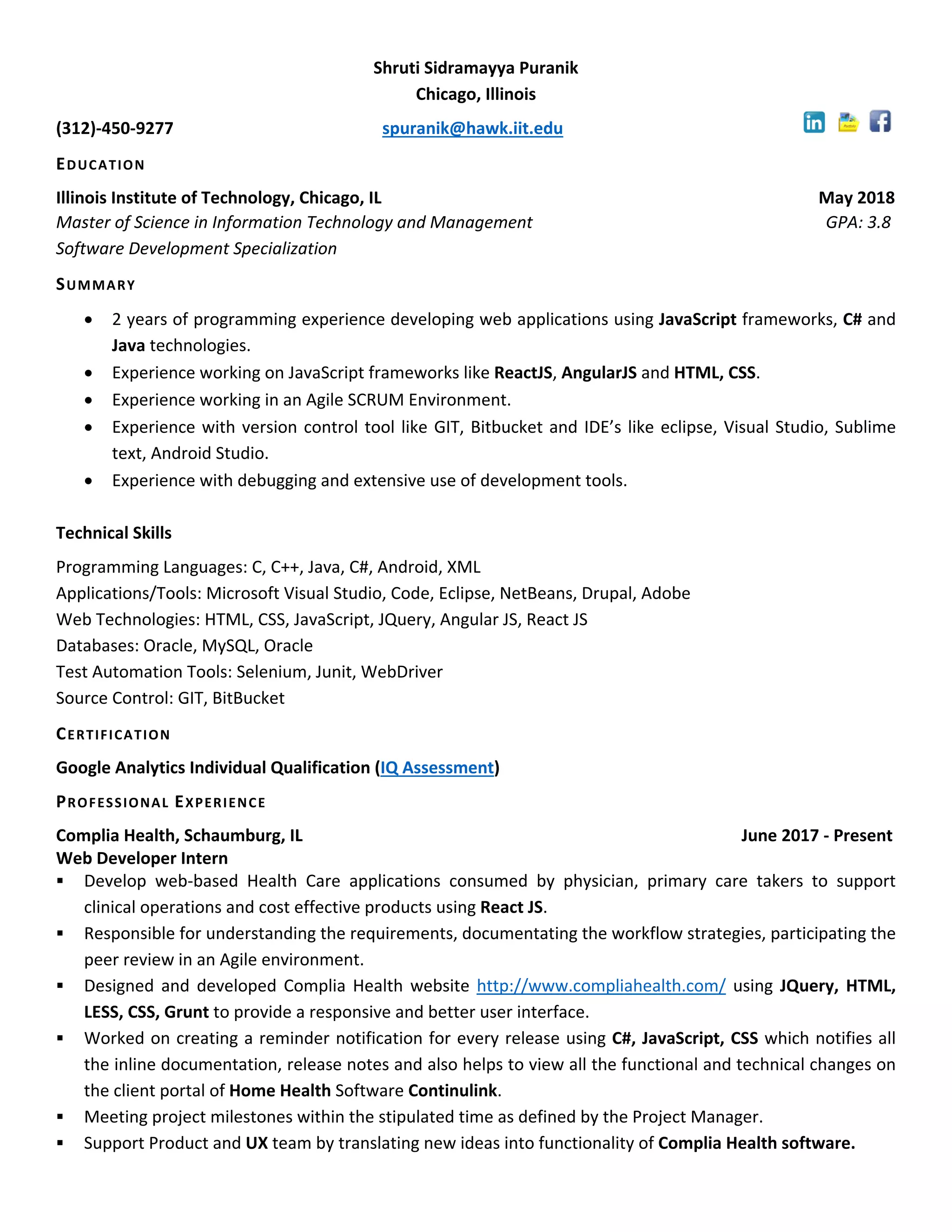Shruti puranik resume | PDF