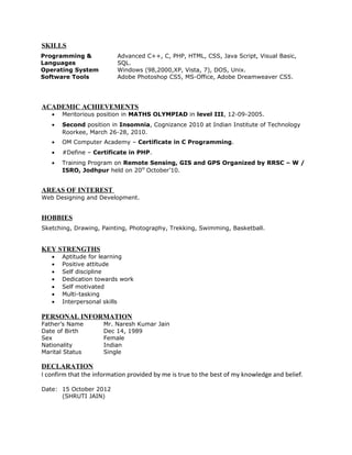Shruti resume | DOC