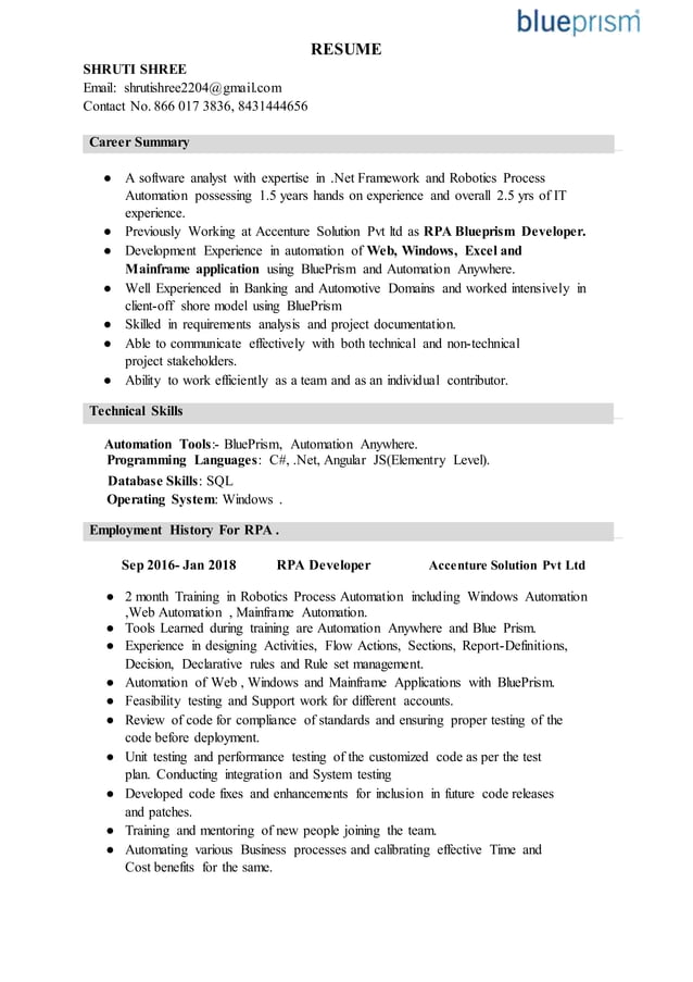 Shruti rpa resume_updated | DOCX