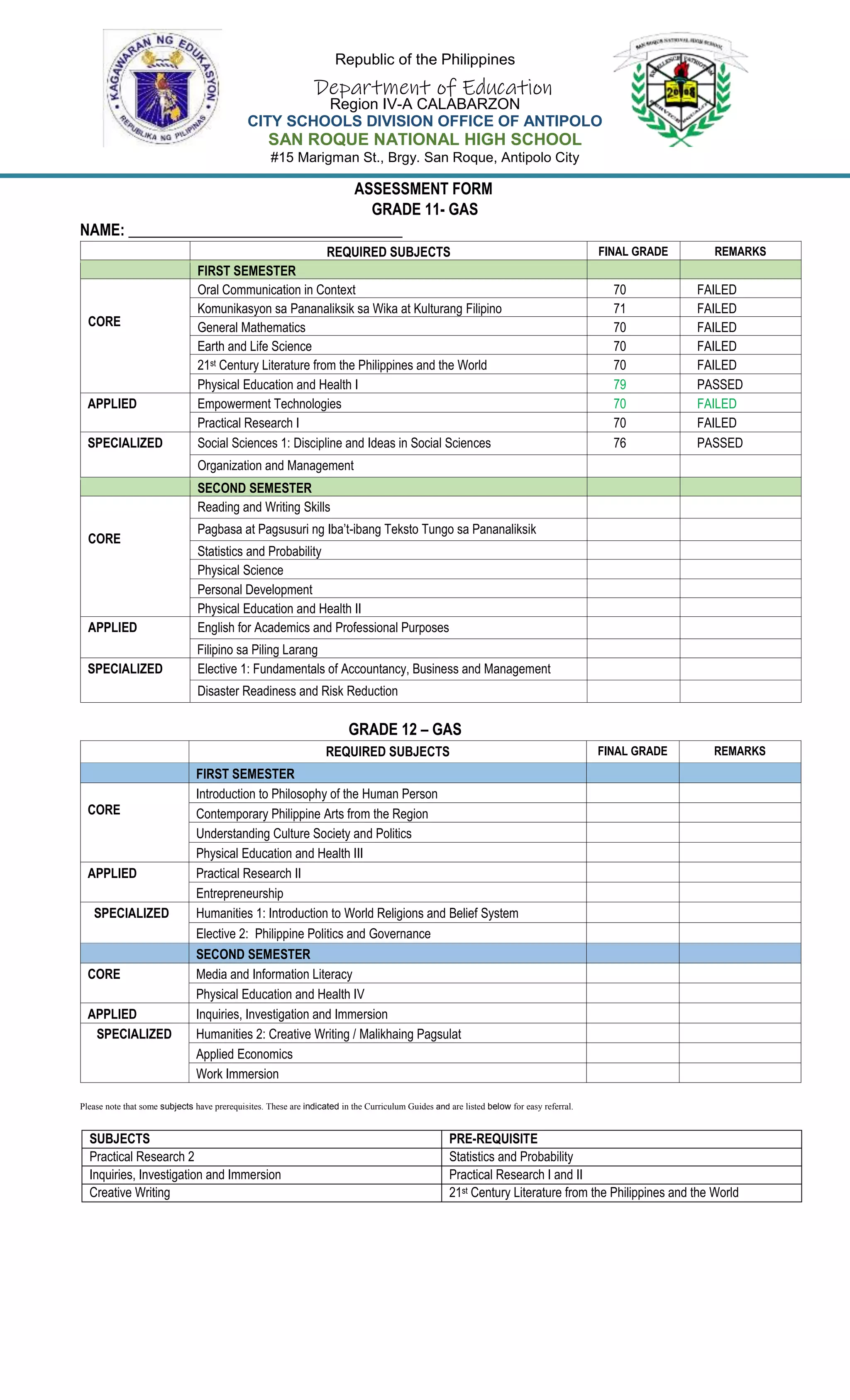 GAS-C TOPICS | DOCX