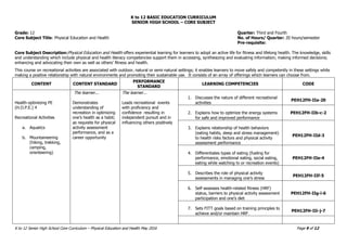 Physical Education and Health 11 and 12 Curriculum Guide | PDF