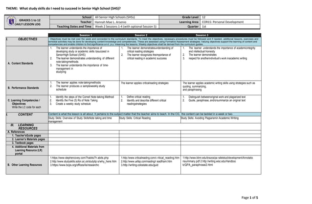 SHS Study Skills | PPT
