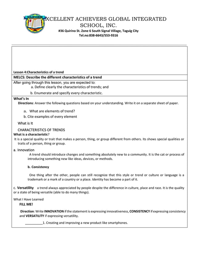 SECOND SEMESTER TOPIC COVERAGE SY 2023-2024 Trends, Networks, and ...