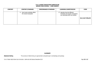 Shs core earth and life science cg | PDF