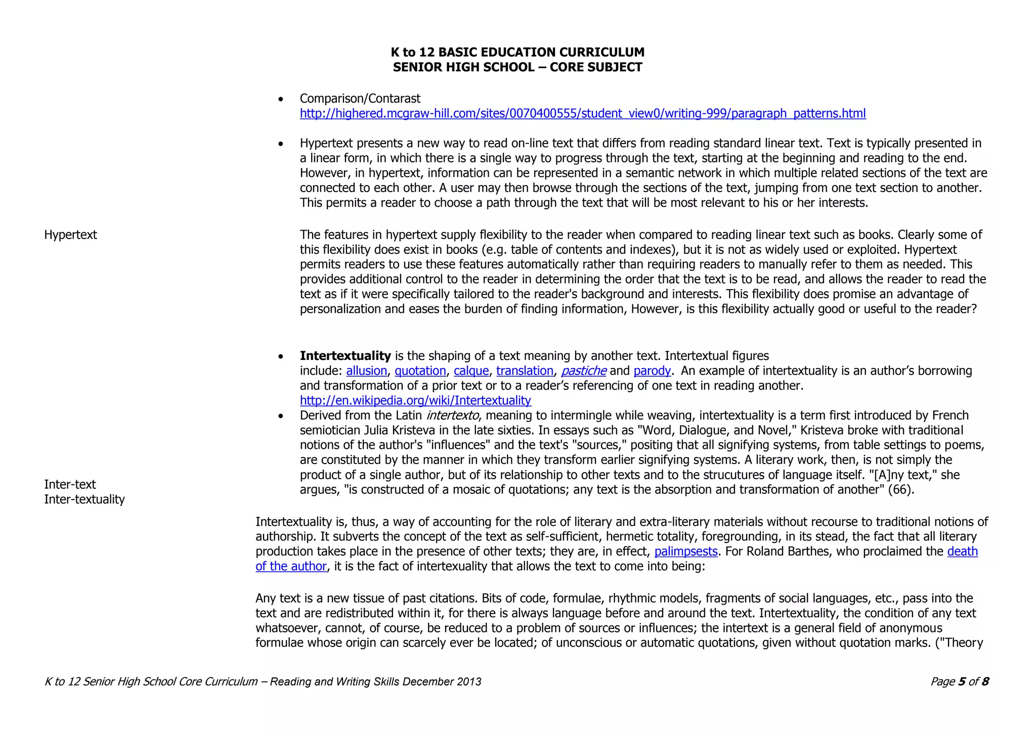 Shs core reading and writing cg | PDF