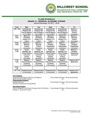 SHS Curriculum Offerings | DOCX