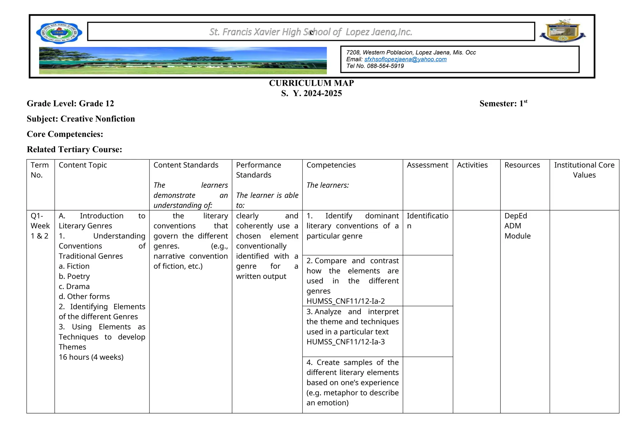 SHS Curriculum Map Creative NonFict.docx
