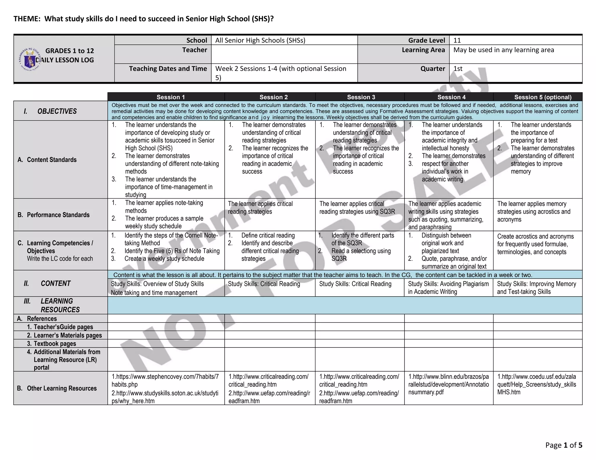 Shs dll week 2 | PDF