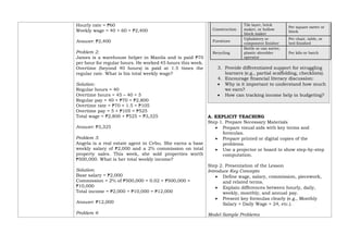 Comprehensive Lesson Exemplar on Salary, Wages, and Commission ...