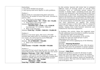 Comprehensive Lesson Exemplar on Salary, Wages, and Commission ...