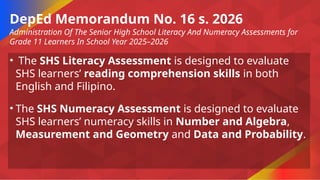 Comprehensive Orientation on Senior High School Literacy and Numeracy ...