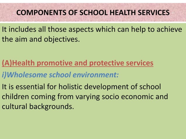 SCHOOL HEALTH SERVICES | PPTX | Children\'s Health | Healthy Living