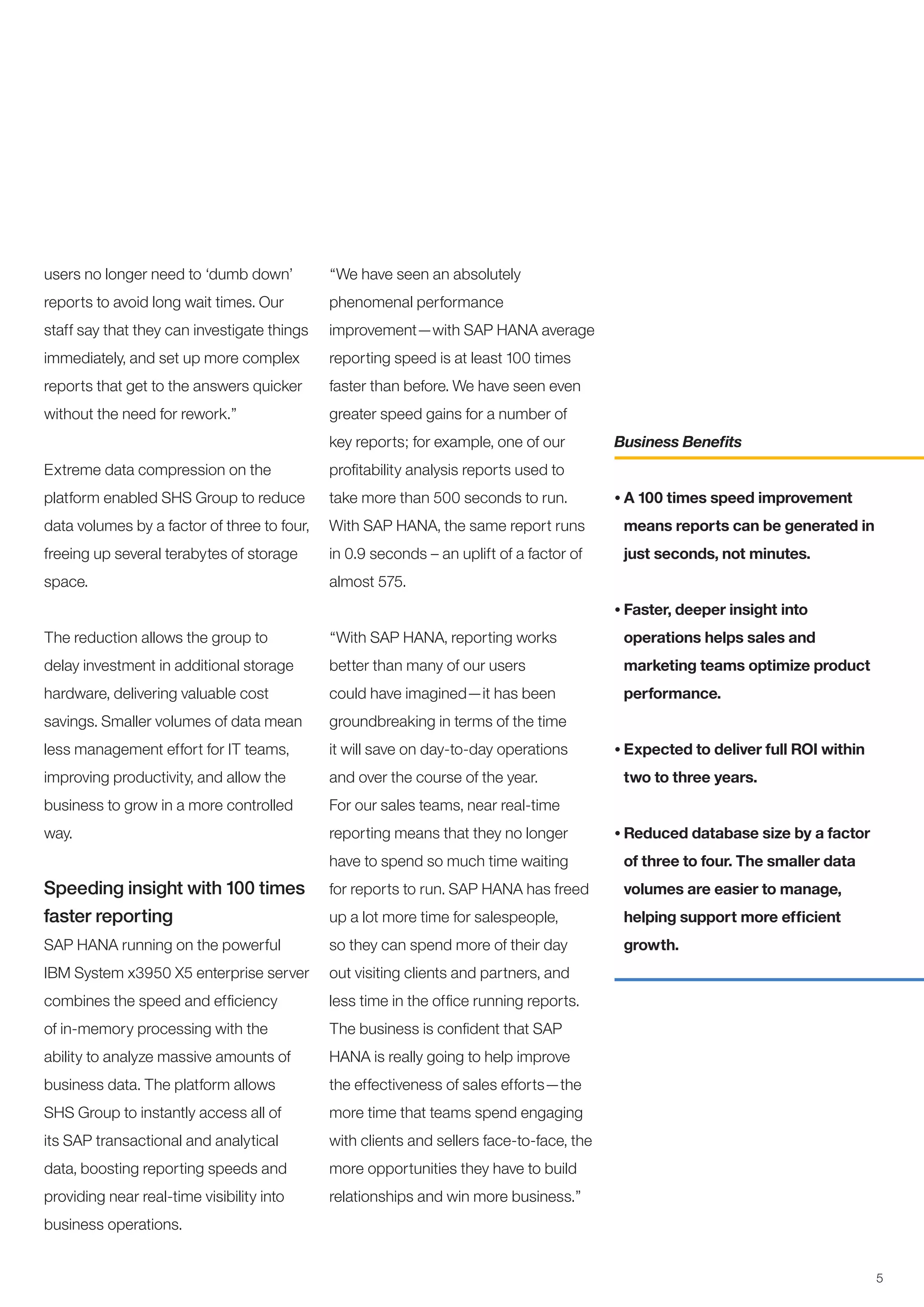 SHS IBM SAP HANA - 100-times boost | PDF
