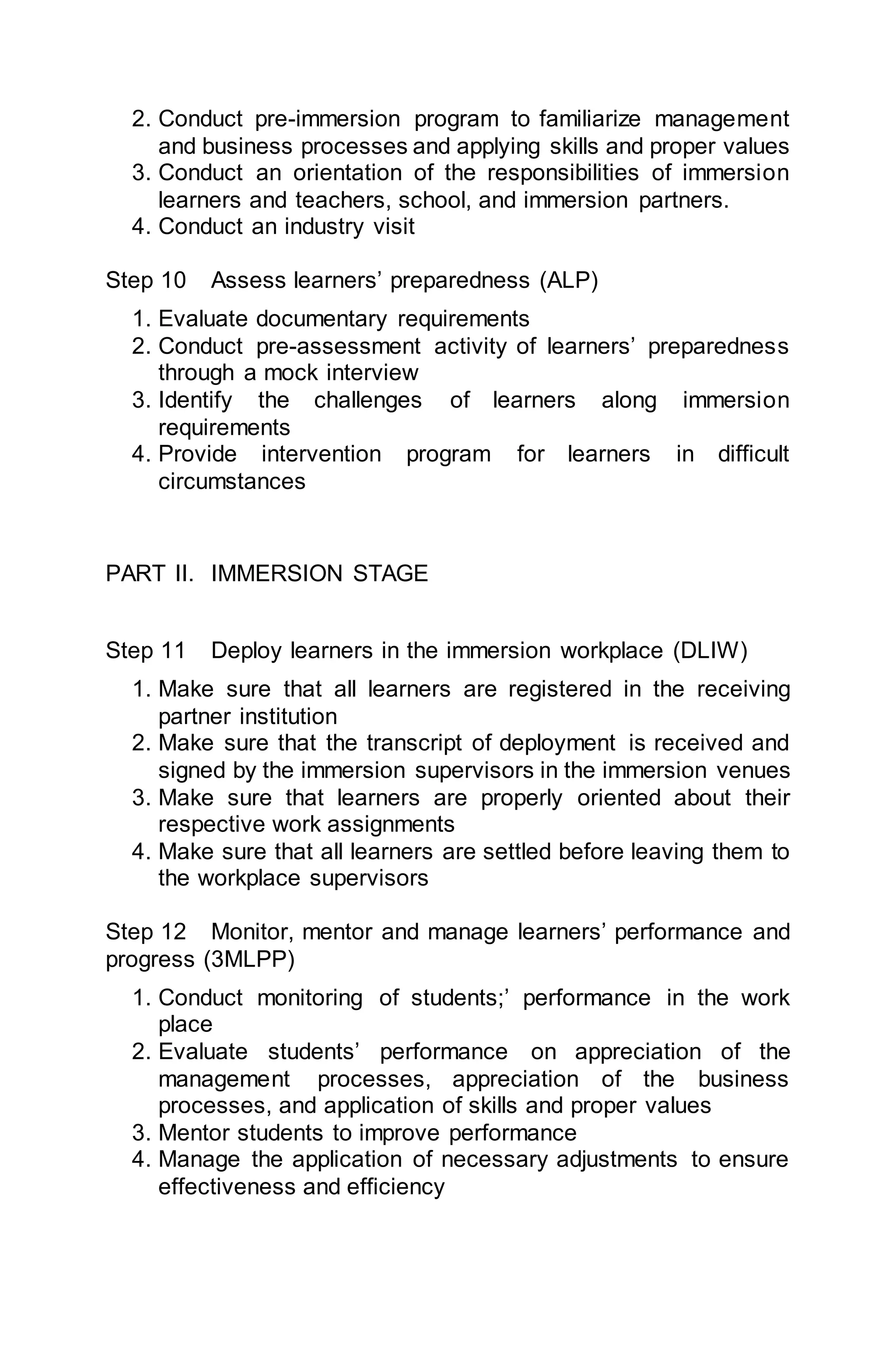 SHS Work Immerrsion Toolkit | DOCX