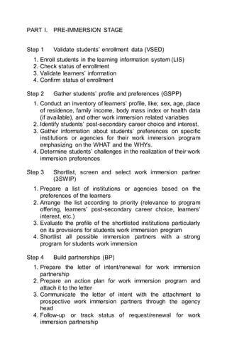 SHS Work Immerrsion Toolkit | DOCX