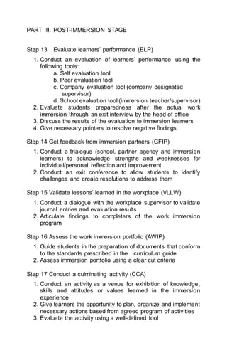 SHS Work Immerrsion Toolkit | DOCX