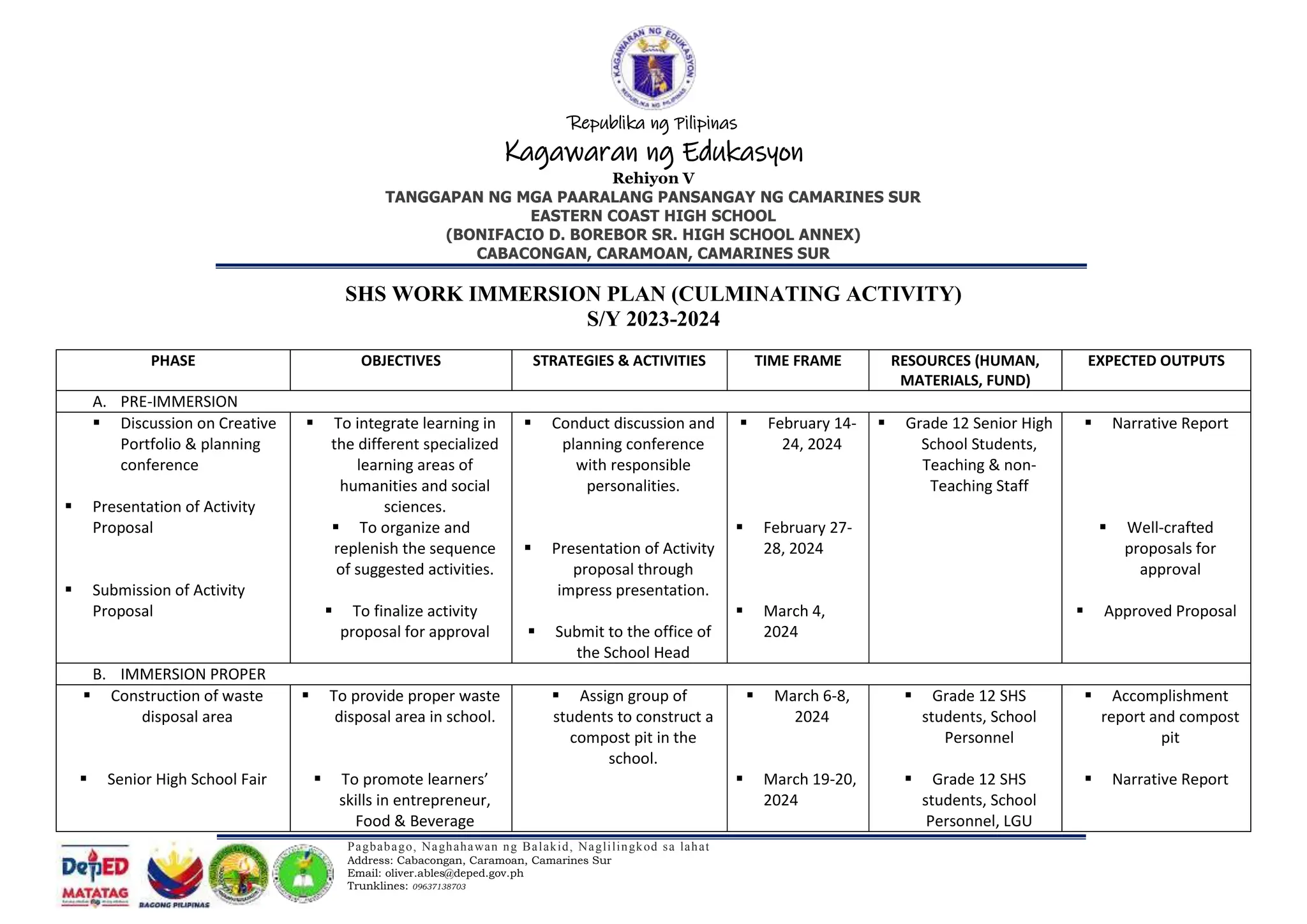 SENIOR HIGH SCHOOL_WORK_IMMERSION_PLAN_SAMPLE | DOCX