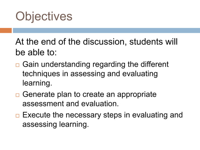 Evaluating and Assessing Learning | PPTX