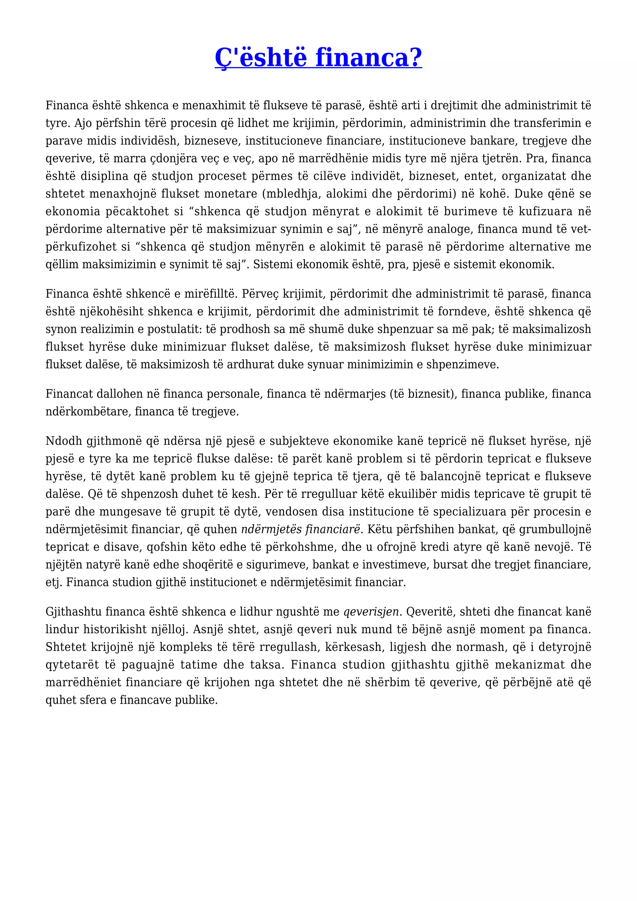 Ç'është financa | PDF