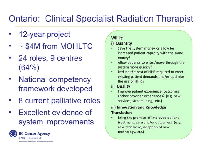 Developing radiation therapy advanced practice in British Columbia ...