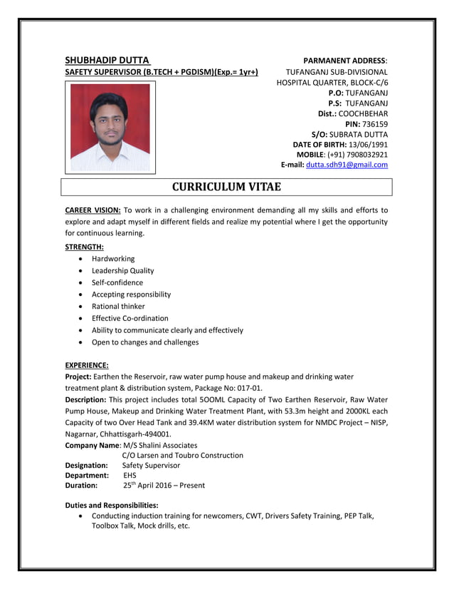 Shubhadip Dutta(Curriculum Vitae) | PDF