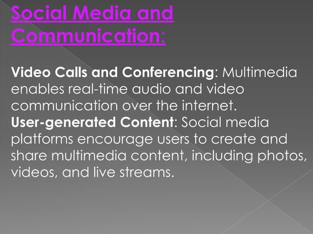 Multimedia is a way of combining different types of media, such as text ...