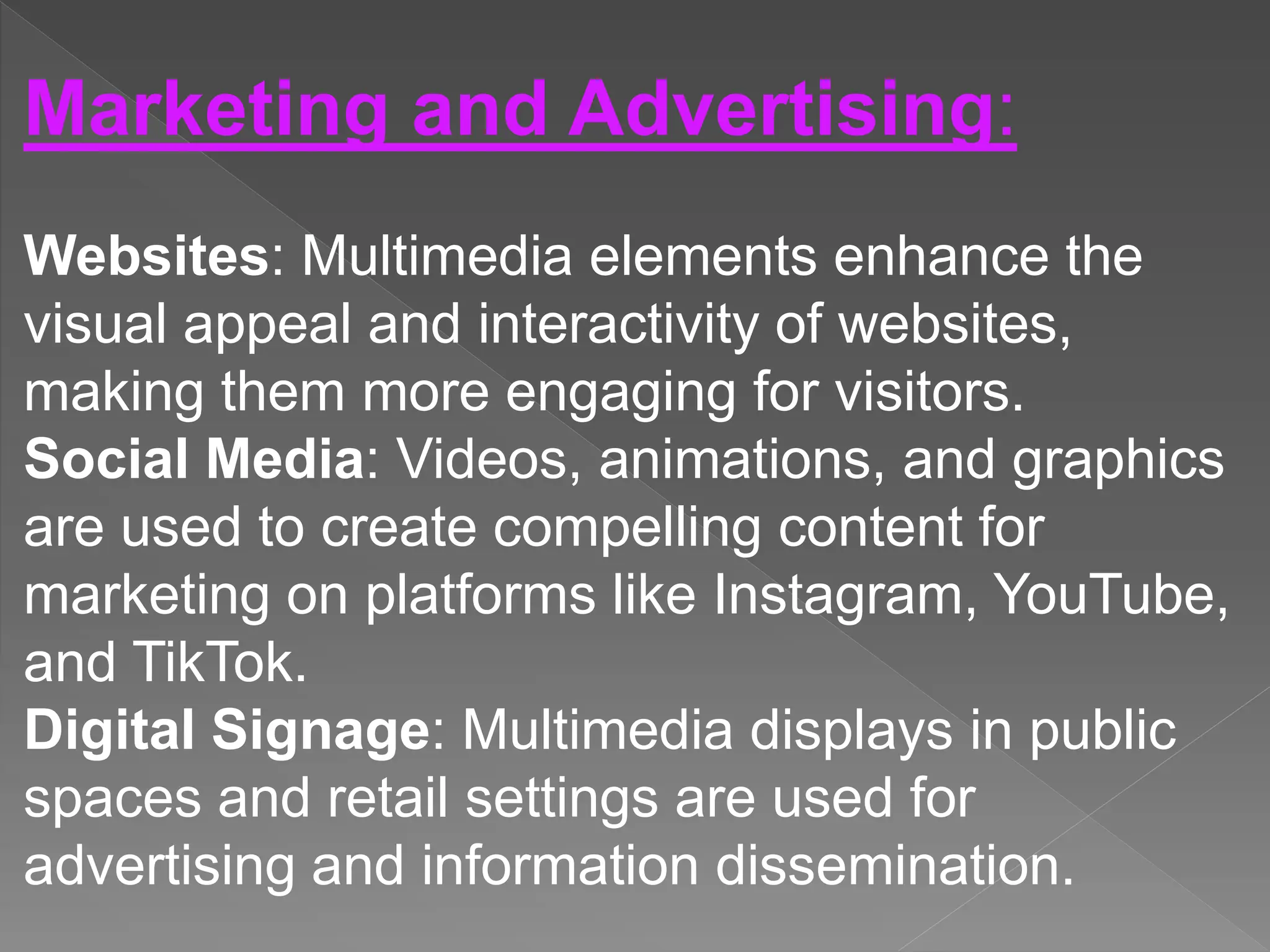 Multimedia is a way of presenting information that combines different ...