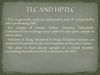 Drug excipient interaction different method | PPTX