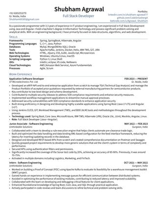 Application Software Engineer - Shubham Agrawal | PDF