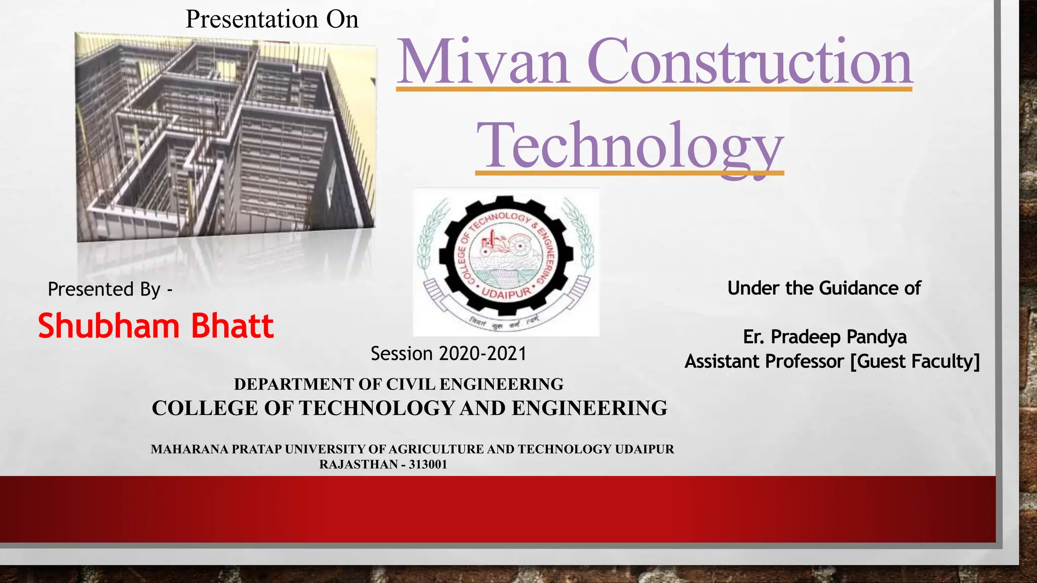 MIVAN CONSTRUCTION TECHNOLOGY for const | PPTX