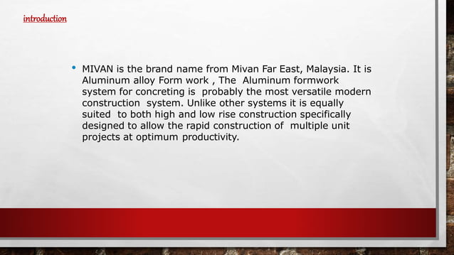 MIVAN CONSTRUCTION TECHNOLOGY for const | PPTX | Construction Industry ...