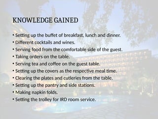 Industrial training report and presentation on oberoi | PPTX