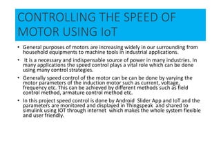 CONDITION BASED MONITORING AND CONTROL OF INDUCTION MOTOR USSING IOT | PPTX