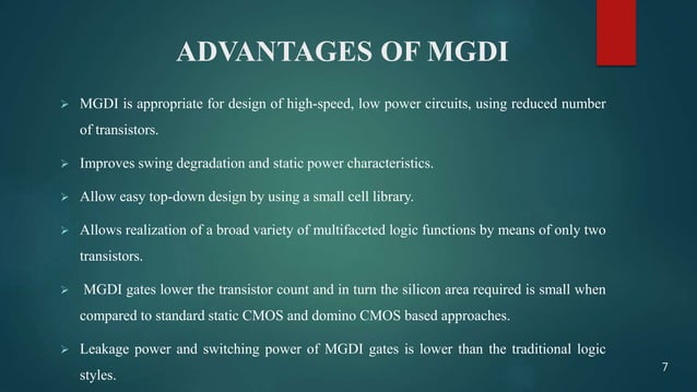 Modified Gate Diffusion Input-MGDI | PPTX