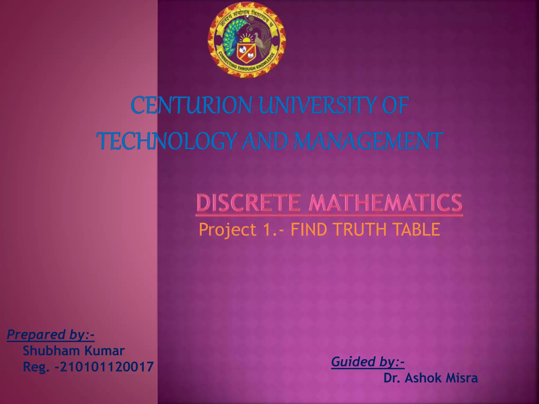 truth table ppt 'discrit mathematic' | PPTX | Programming Languages ...