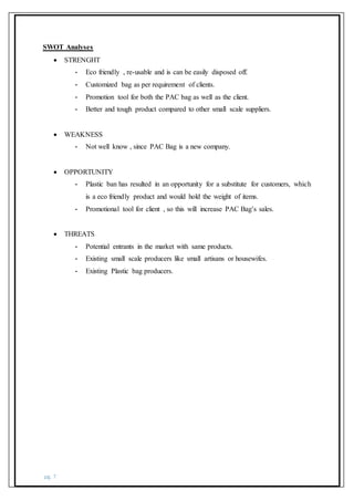 business plan - paper and cloth bags manufacturing (PAC BAGS) | PDF