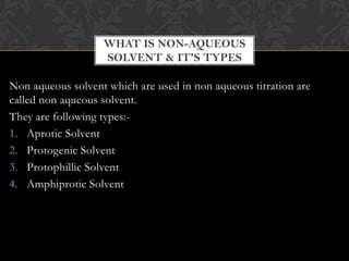 Non-aqueous Titration | PPTX