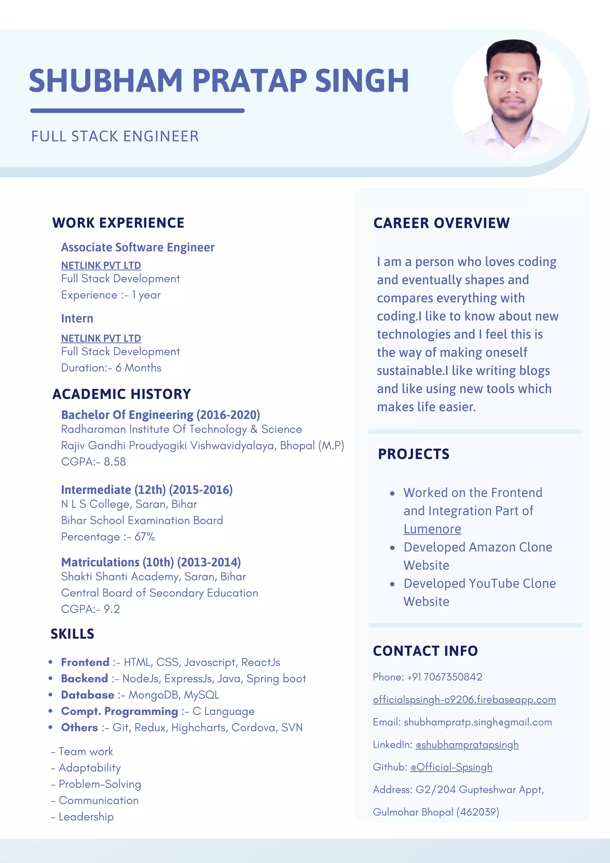 Shubham Pratap Singh Resume | PDF