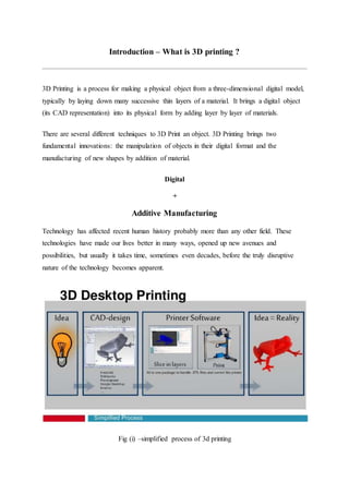 seminar report on 3d printing Shubham srivastava | DOCX