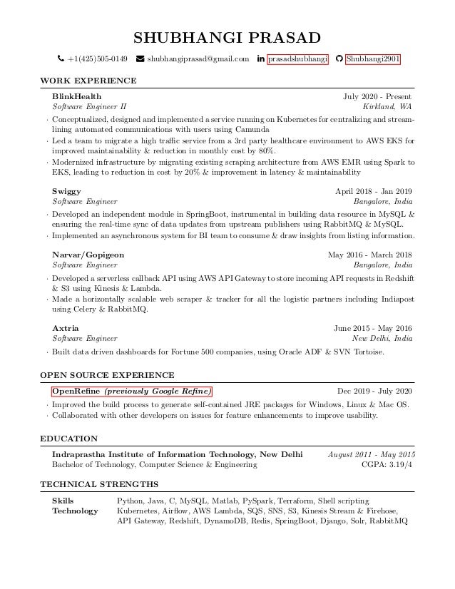 Shubhangi Prasad Resume Pdf