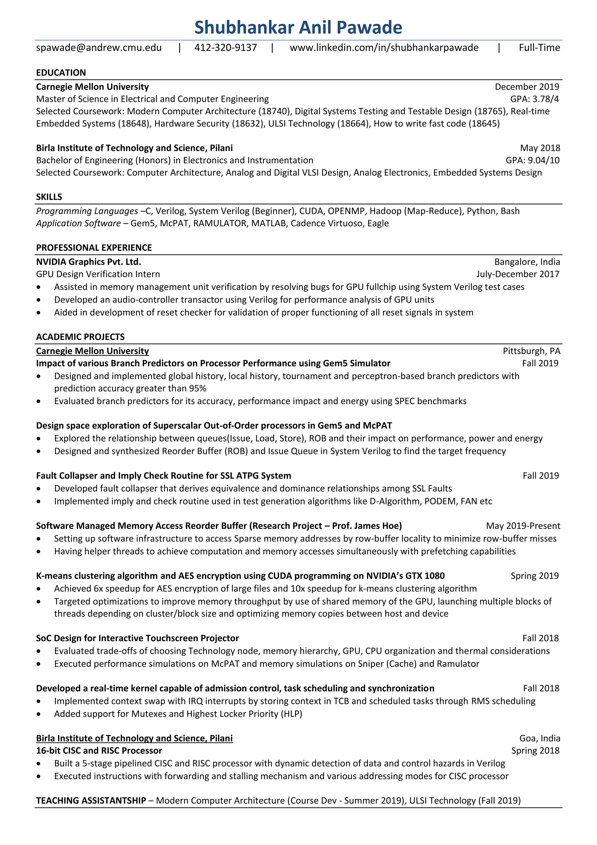 Shubhankar pawade resume | PDF | Computer Software and Applications | Computing