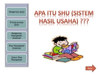 SHU dan pola manajemen koperasi | PPTX