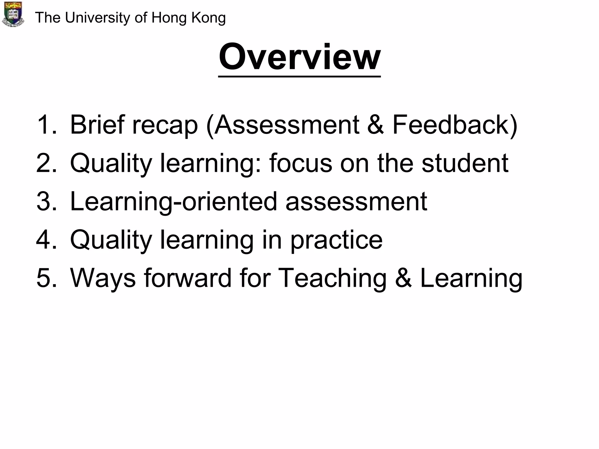 Teaching for quality student learning | PPT