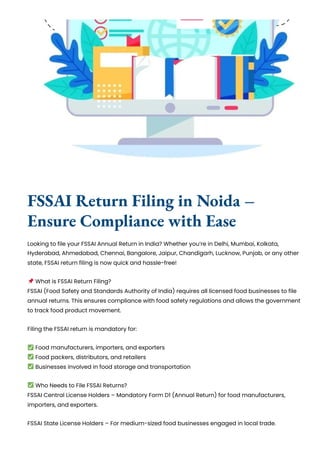 FSSAI Return Filing in Noida | Online Form D1 & D2 Filing Services | PDF