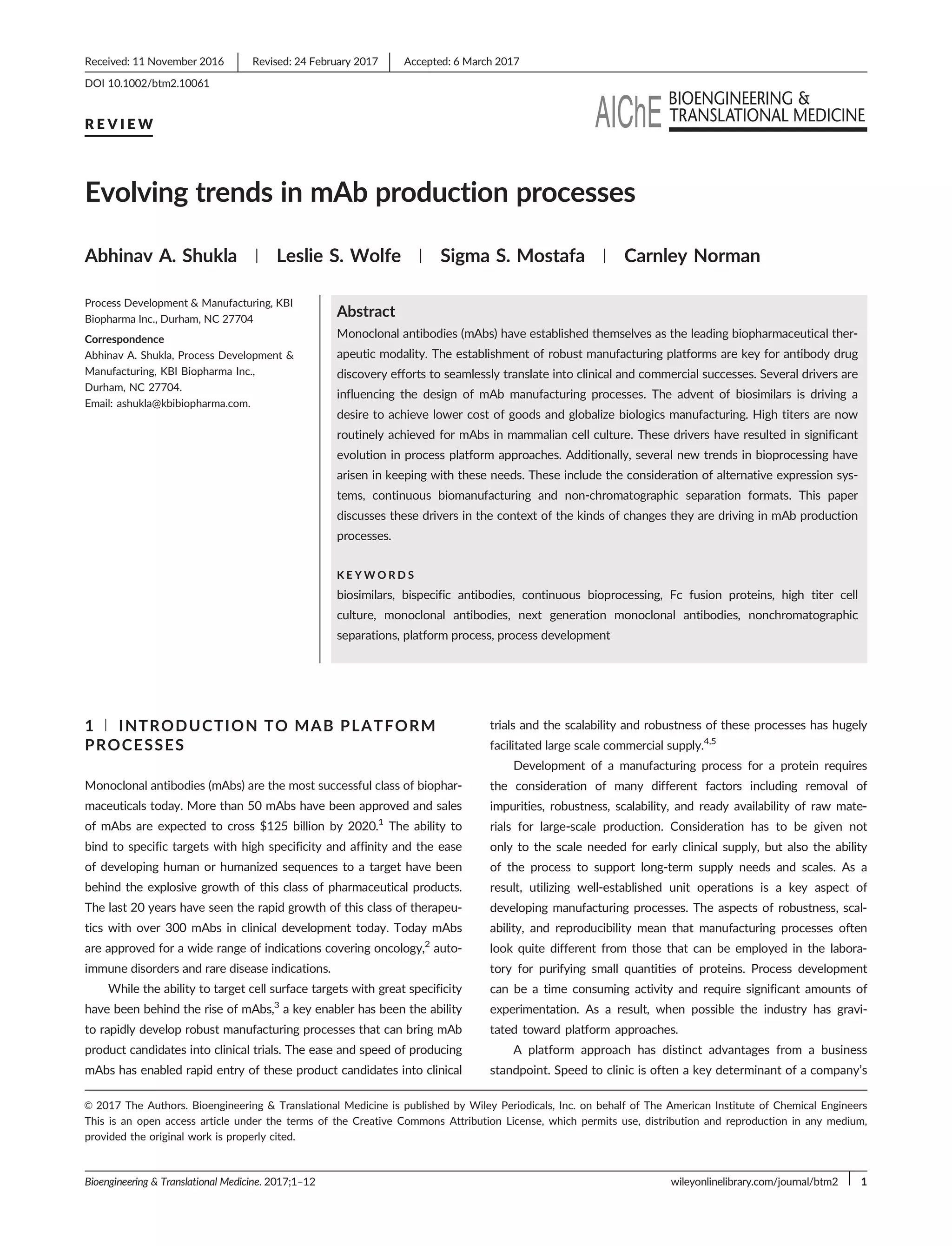 Evolving Trends in mAb Production Processes | PDF